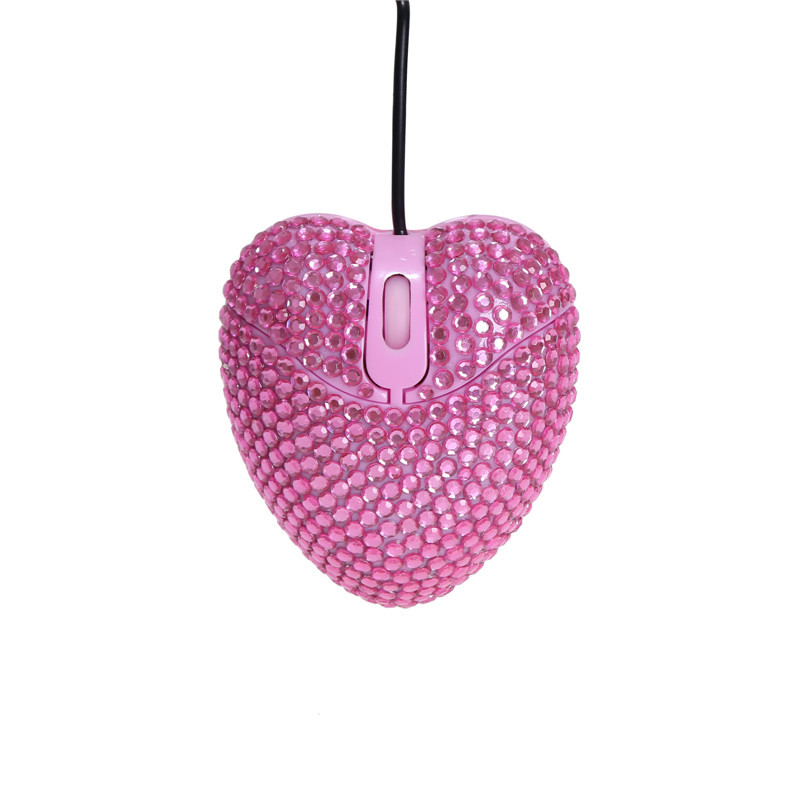 Wired diamond-encrusted cute mouse