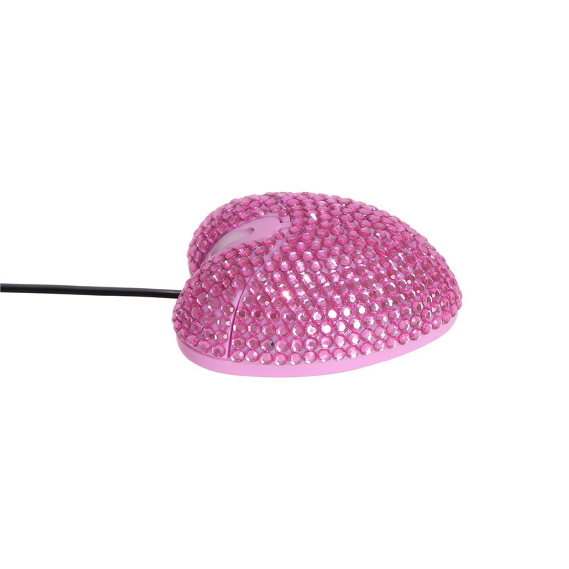 Wired diamond-encrusted cute mouse