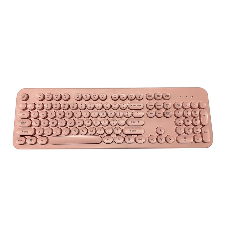 104-Key White Pink Wireless Keyboard Supplier with Round Keycaps and ...